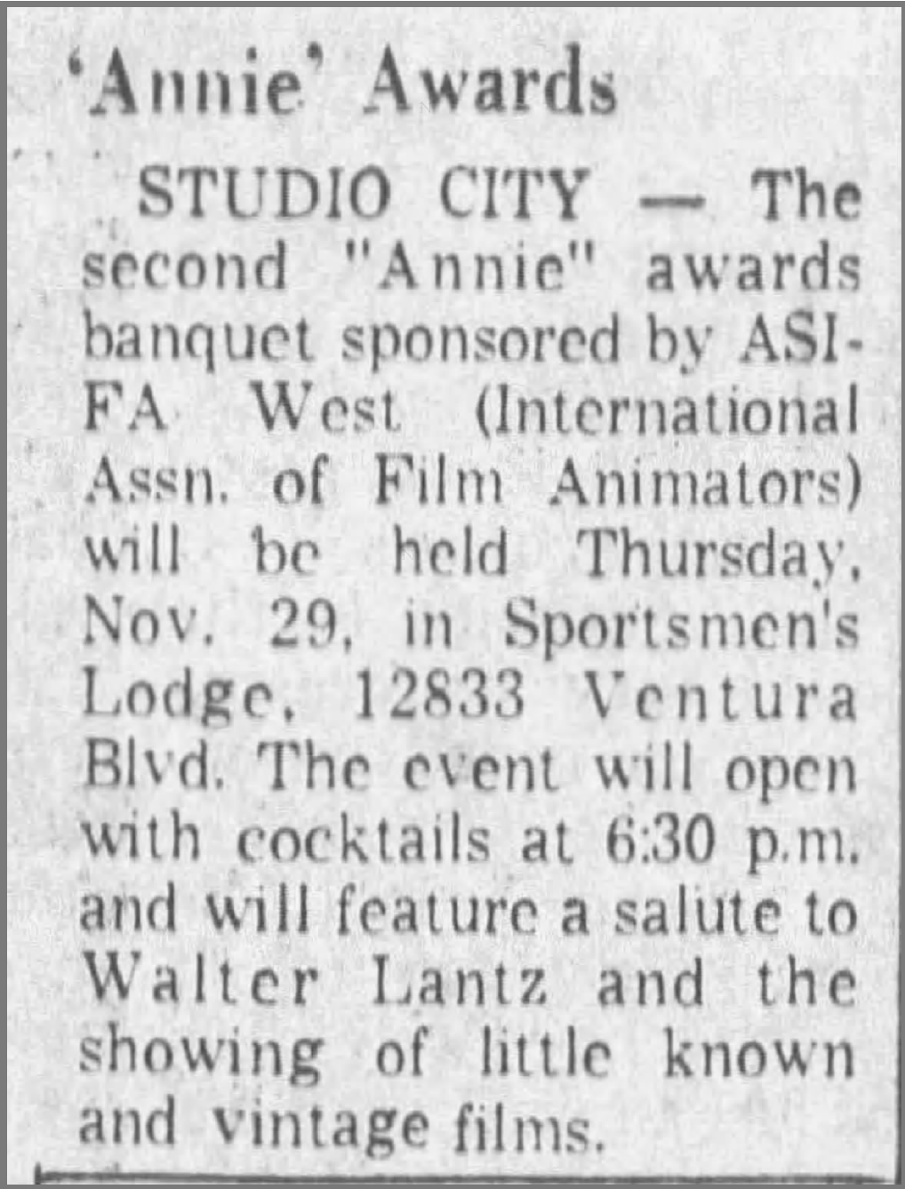 The Annie Awards Archive | 1972 & 1973
